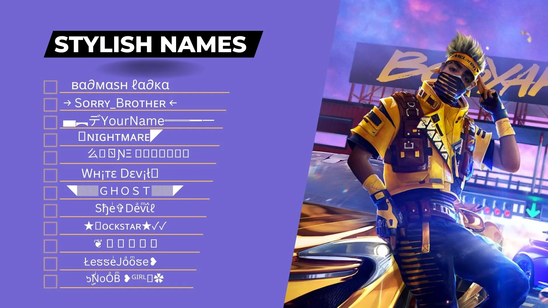 1000+ Best & Unique Free Fire Max Stylish Names (2025) - GamesRoid